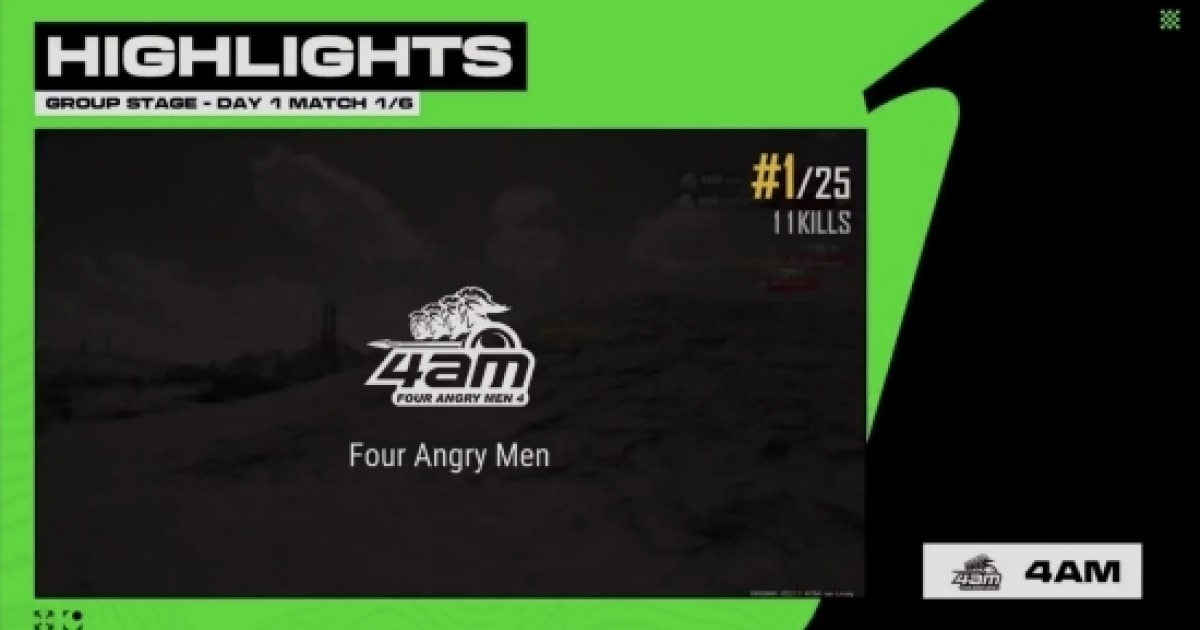 4AM, 11킬 쓸어 담으며 1매치 승리…치킨 획득 (PGS 1)