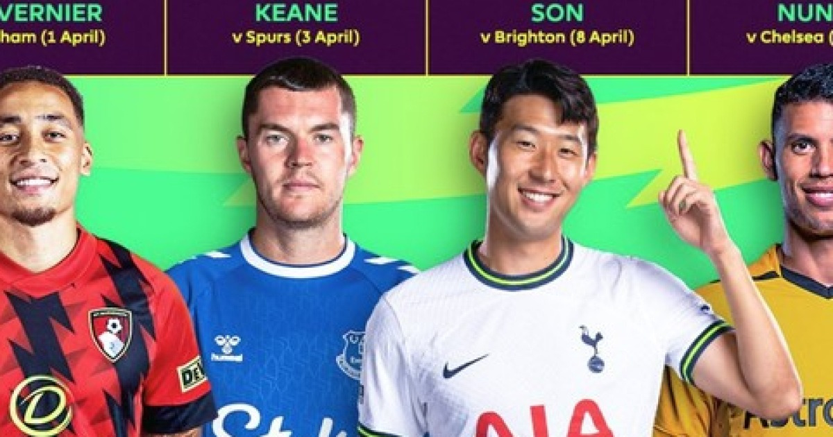 손흥민의 EPL 100호 골, 4월 이달의 골 후보 선정