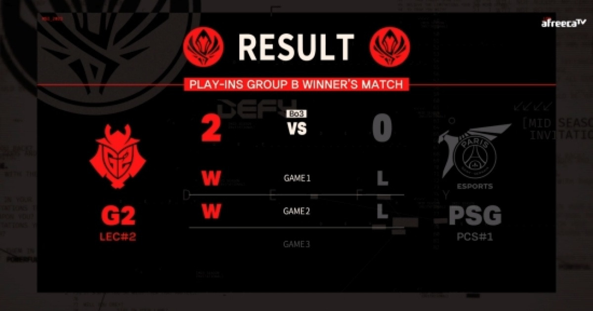 '대황투의 귀환'…G2, 한 차원 위의 운영 선보이며 PSG탈론 상대로 2대0 승리 (MSI)