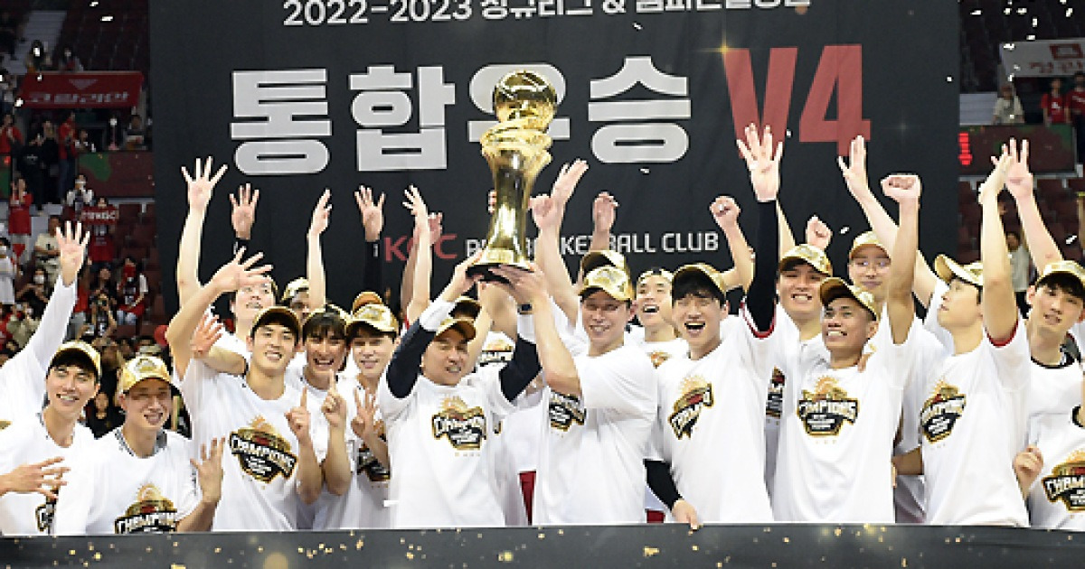 [MD포토] 안양KGC '통합우승 V4'