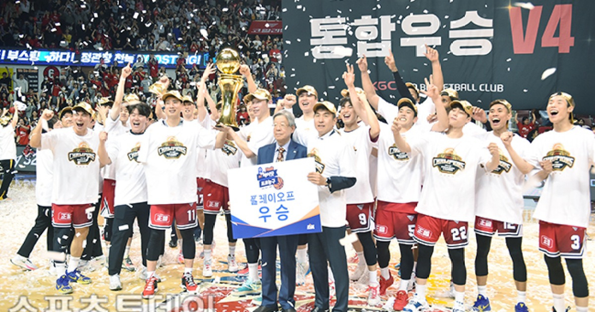 [ST포토] 안양KGC, 짜릿한 V4 우승