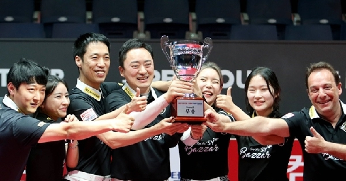 ‘신생팀’ 에스와이, 천신만고 끝 PBA팀리그 2R 우승…창단 3개월만