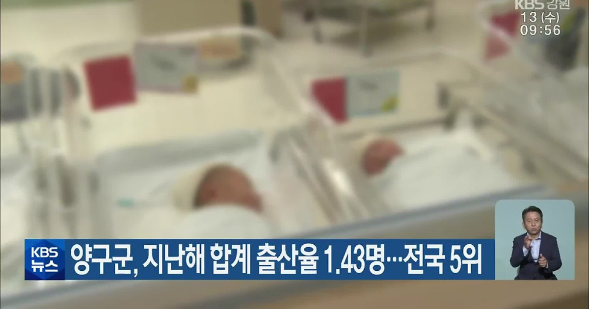 양구군 지난해 합계 출산율 1 43명…전국 5위