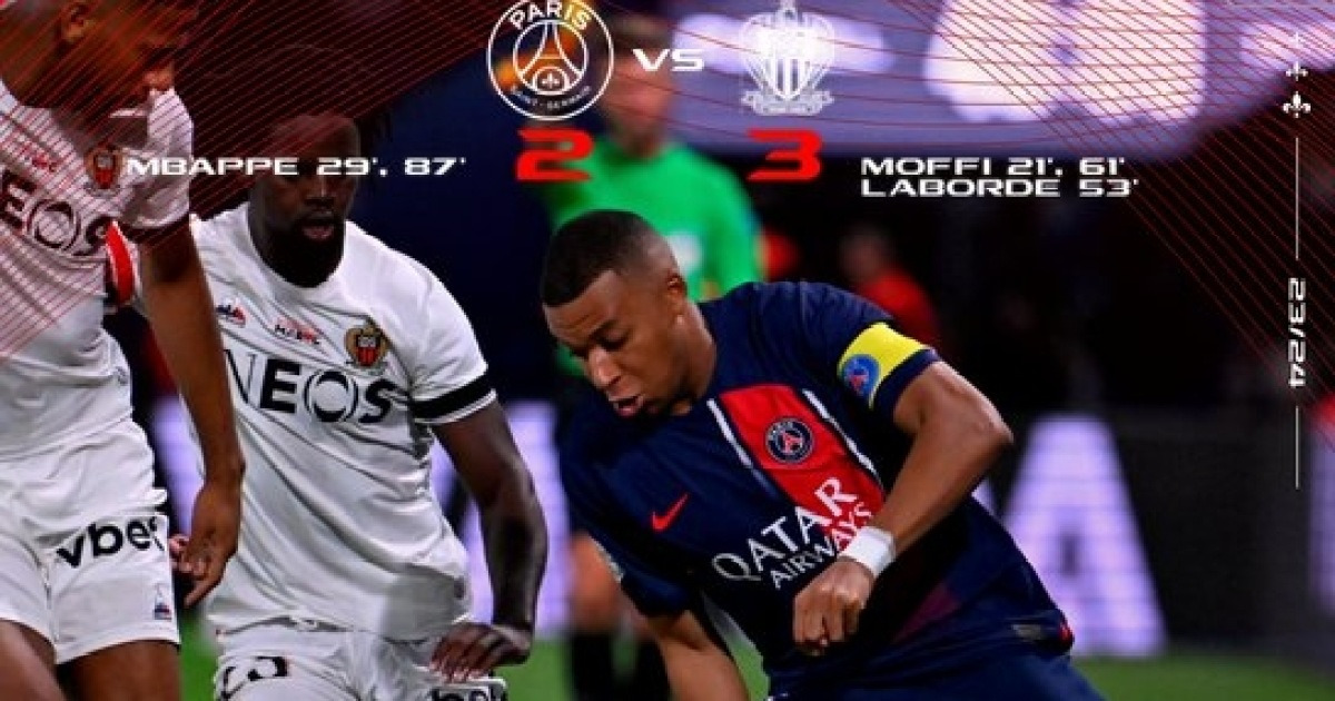 ‘이강인 없으니 무기력’ PSG, 니스에 3골 내주며 2-3 패···빛바랜 ‘음바페 3G 연속 멀티 골+콜로 무아니 데뷔전 도움’
