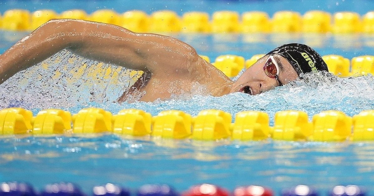 [속보] 김우민, 자유형 400m도 금메달…한국 수영 AG 역대 3번째 3관왕