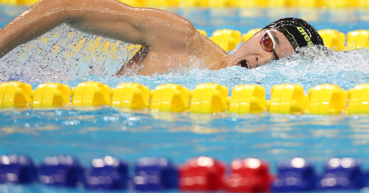 [속보] 김우민, 자유형 400m도 금메달…한국 수영 AG 역대 3번째 3관왕