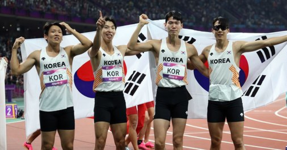 한국 남자 400m계주, 한국타이기록으로 37년 만에 동메달