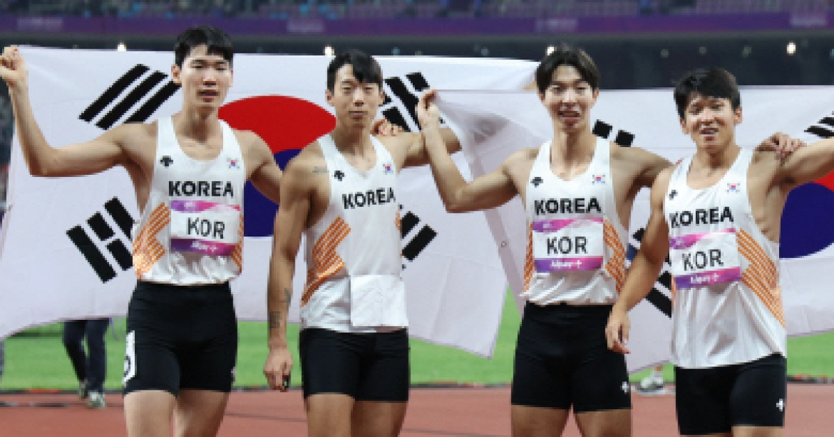 한국, 男 400m 계주서 37년 만에 동메달 쾌거… 한국 타이 기록 달성