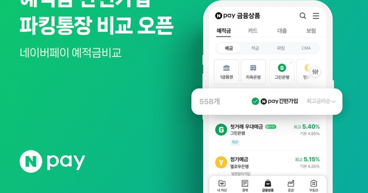 "예적금 금리 비교부터 상품가입까지 논스톱" 네이버페이, 핀테크 최초 'Npay 간편가입' 출시