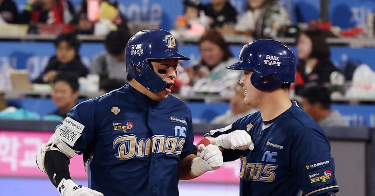 매 경기 깜짝 홈런…'홈런 군단' NC, 누가 칠지 몰라 더 무섭다[PO1]