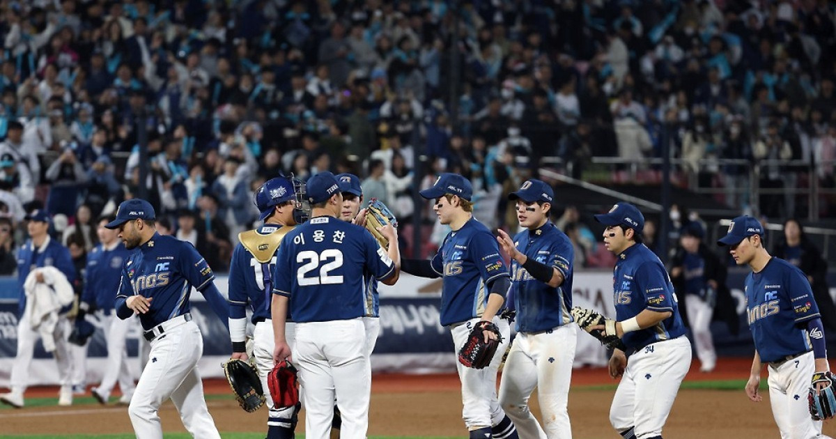 78.1% 확률 쥔 NC, KT와의 PO 1차전 9-5 승…선발 페디 12K 신기록