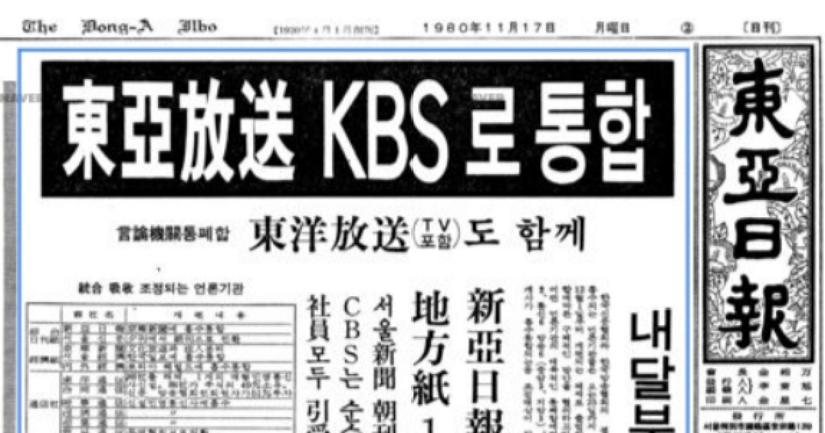 [언론계 역사 속 오늘] 1980년 오늘, 언론통폐합 KBS 기구 개편안 발표