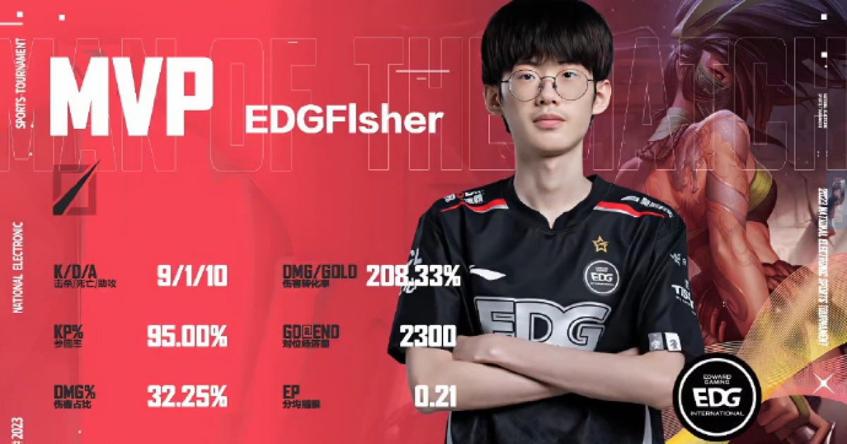 [LPL] '압도적 기량' EDG 피셔 이정태, 4개월만 실전서 MVP 수상