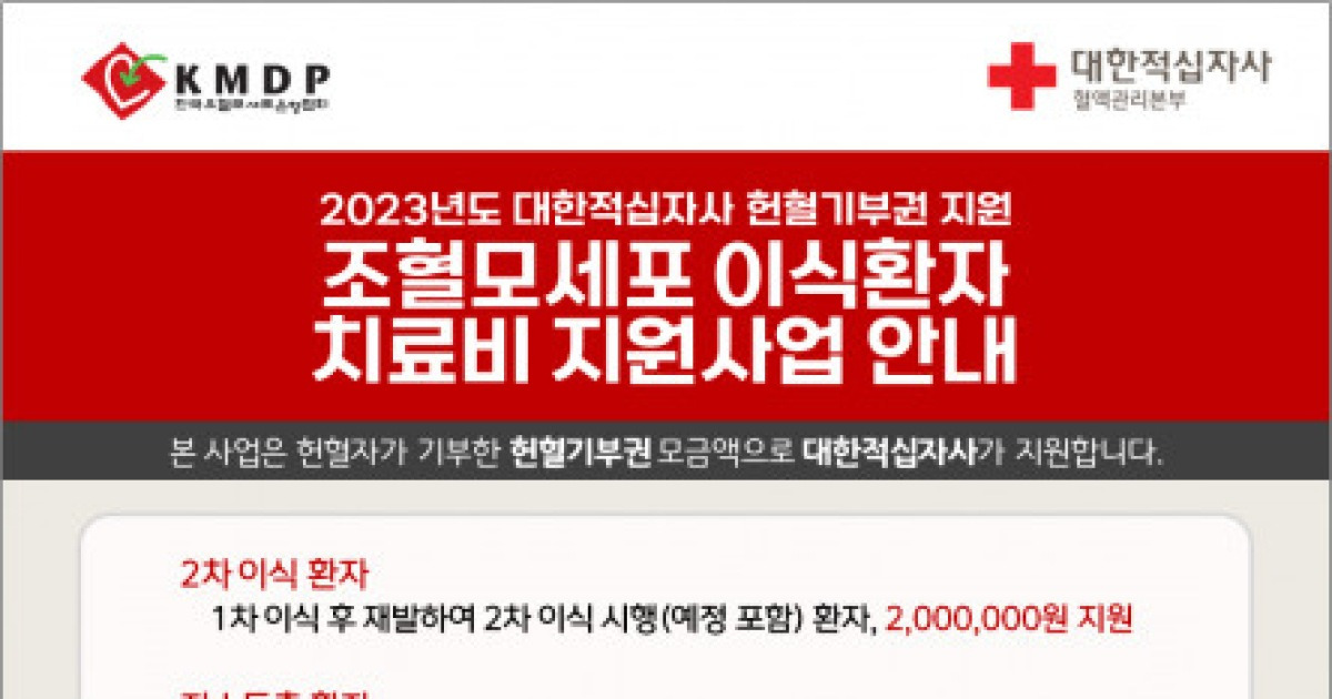 KMDP, 조혈모세포 이식환자 375명에게 치료비와 투병 물품 지원으로 쾌유 응원