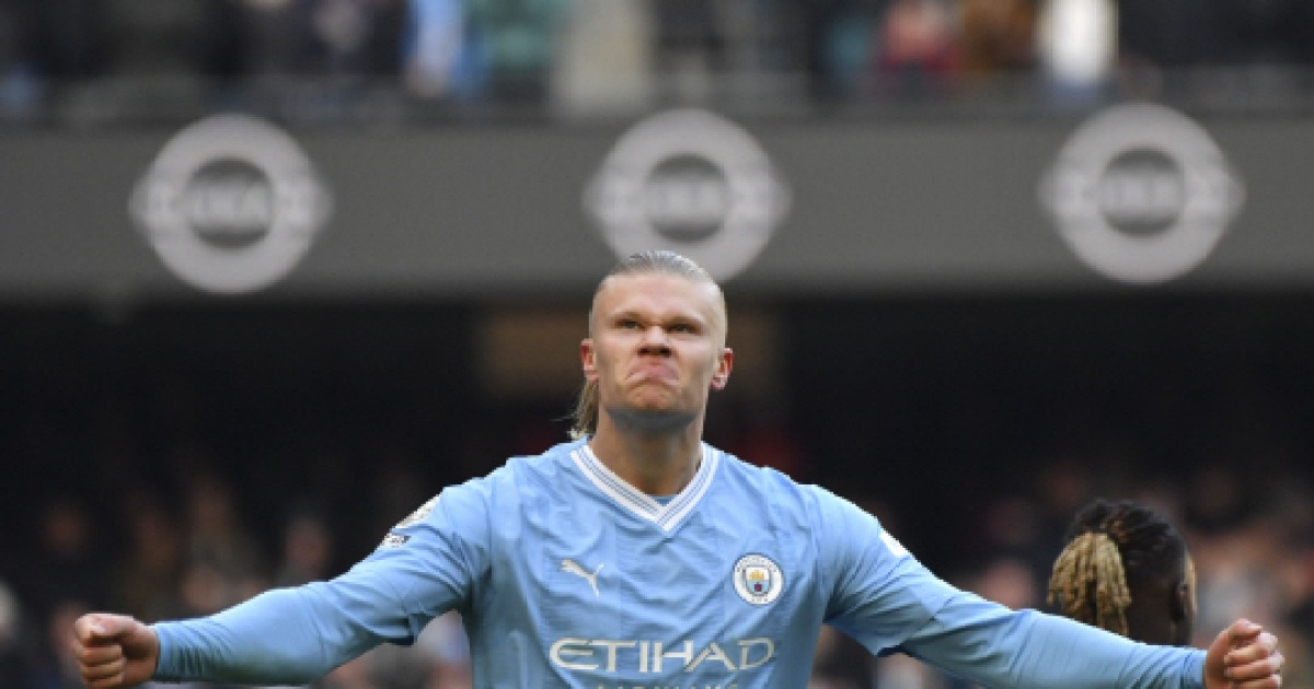 홀란, EPL 역대 최소 경기 50호골… 맨체스터시티는 리버풀과 1-1