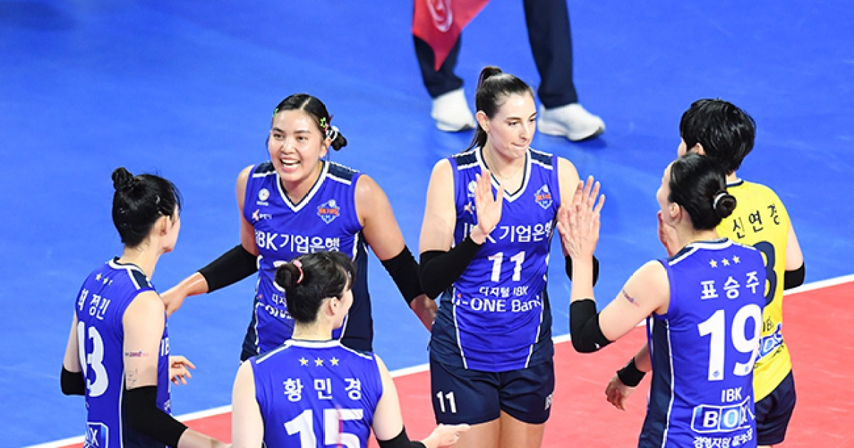 [ST포토] IBK기업은행 '호흡이 척척'