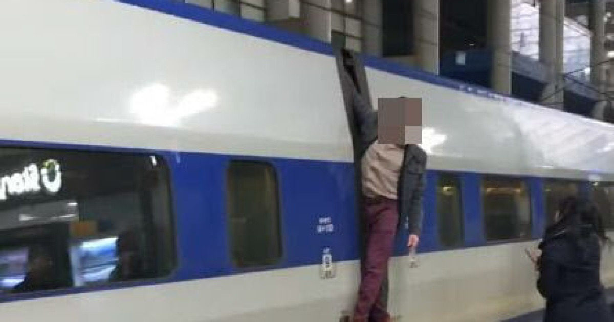 “태워줘” 달리는 KTX에 무작정 매달린 황당 외국인 [영상]