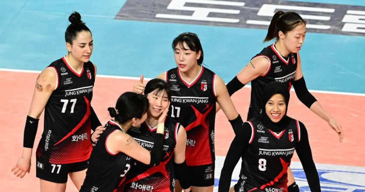 '메가+지아 49점 합작' 정관장 2연승, 봄배구 희망 키웠다…IBK기업은행 5연패 늪 [대전 리뷰]