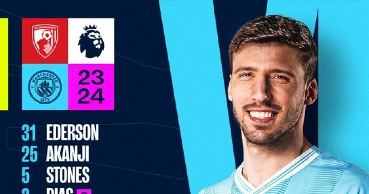 ‘본머스 상대 14연승’ 맨시티, EPL 26R 본머스 원정 선발 명단 공개