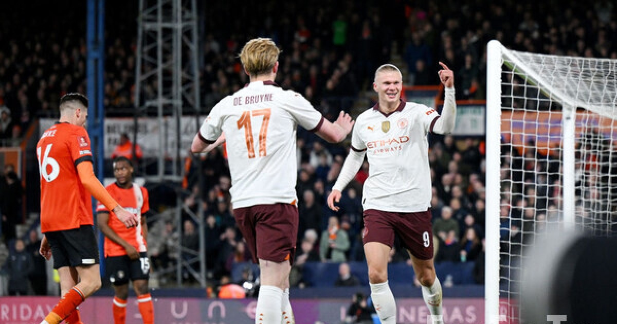 ‘홀란 5골+KDB 4도움’ 맨시티, 골잔치!...6-2 대승→FA컵 8강 진출