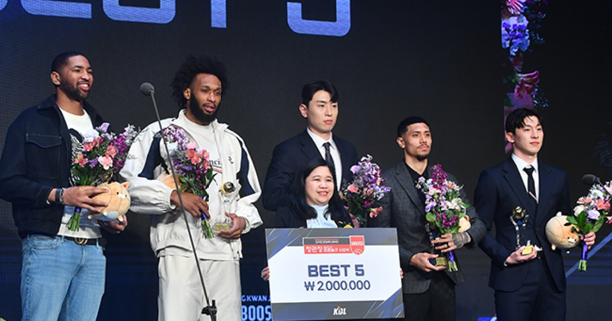 'DB만 3명' KBL 베스트5, 강상재-알바노-로슨-배스-이정현 수상