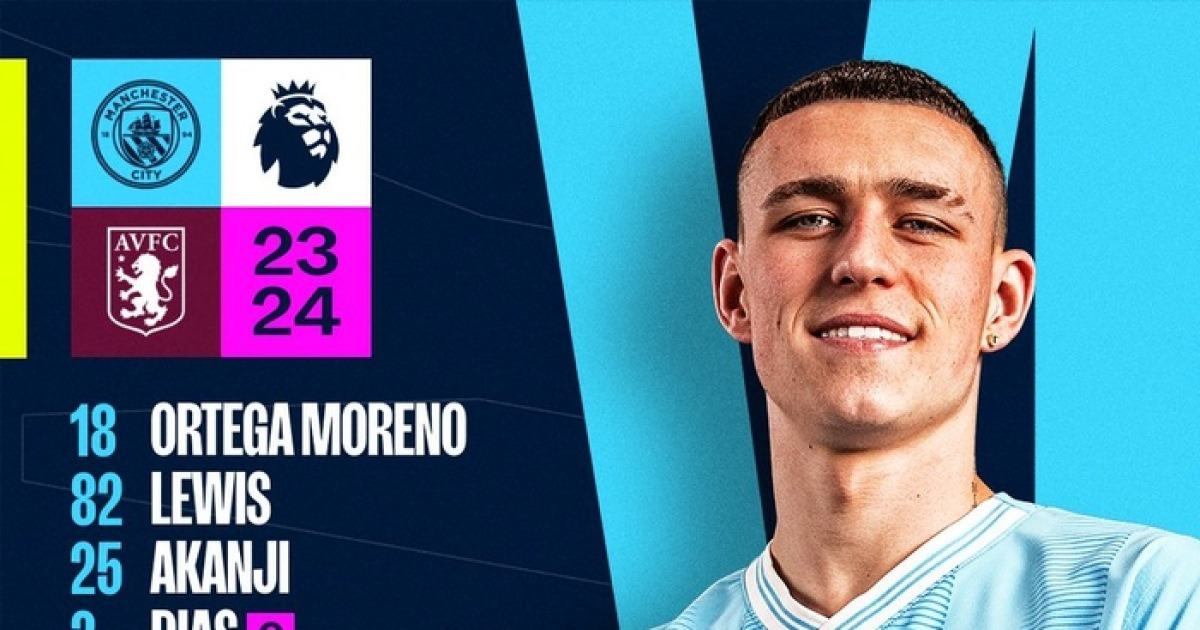 EPL 31R ‘우승 경쟁’ 맨시티 vs ‘4위 수성’ 애스턴 빌라 선발 명단 공개