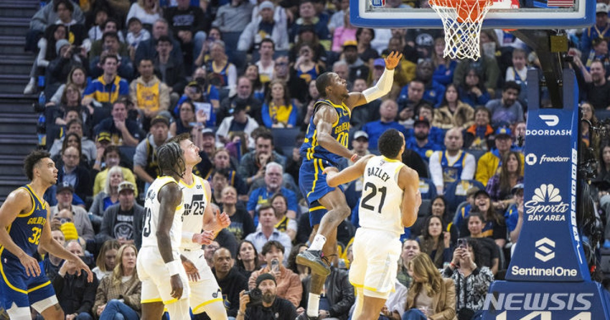 NBA GSW '쿠밍가 더블더블 활약', 유타 잡고 플레이-인 토너먼트 진출