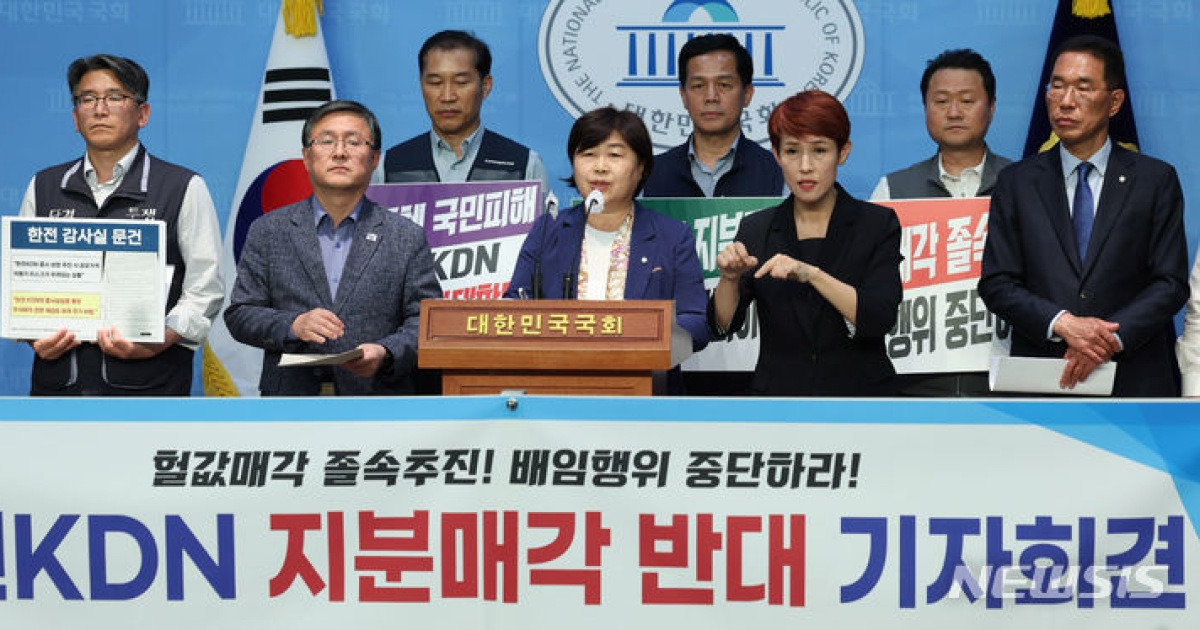 국회에서 열린 '한전KDN 지분 매각 반대' 기자회견