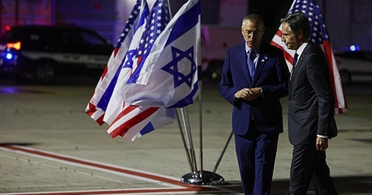 CORRECTION Israel Palestinians Blinken