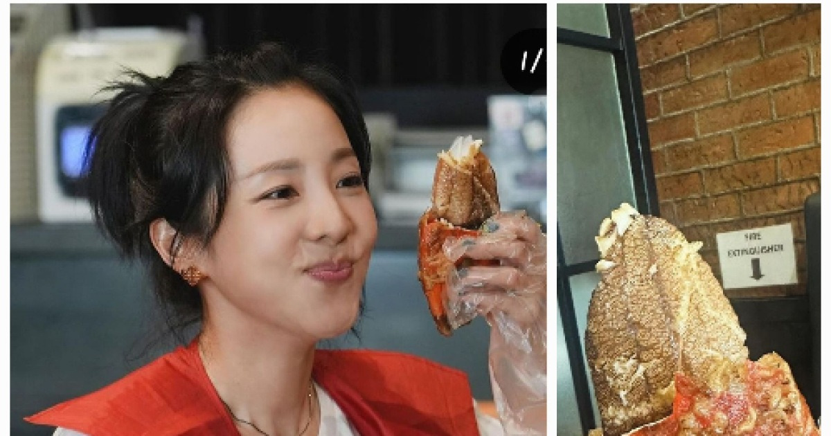 ‘39kg’ 산다라박, 이걸 먹는다고! 얼굴만한 킹크랩 다리 들고서.. 캐주얼한 먹방