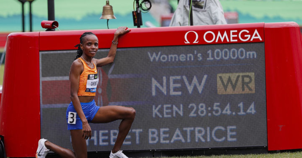 케냐 체벳, 육상 여자 10000m 세계 신기록…28분54초14