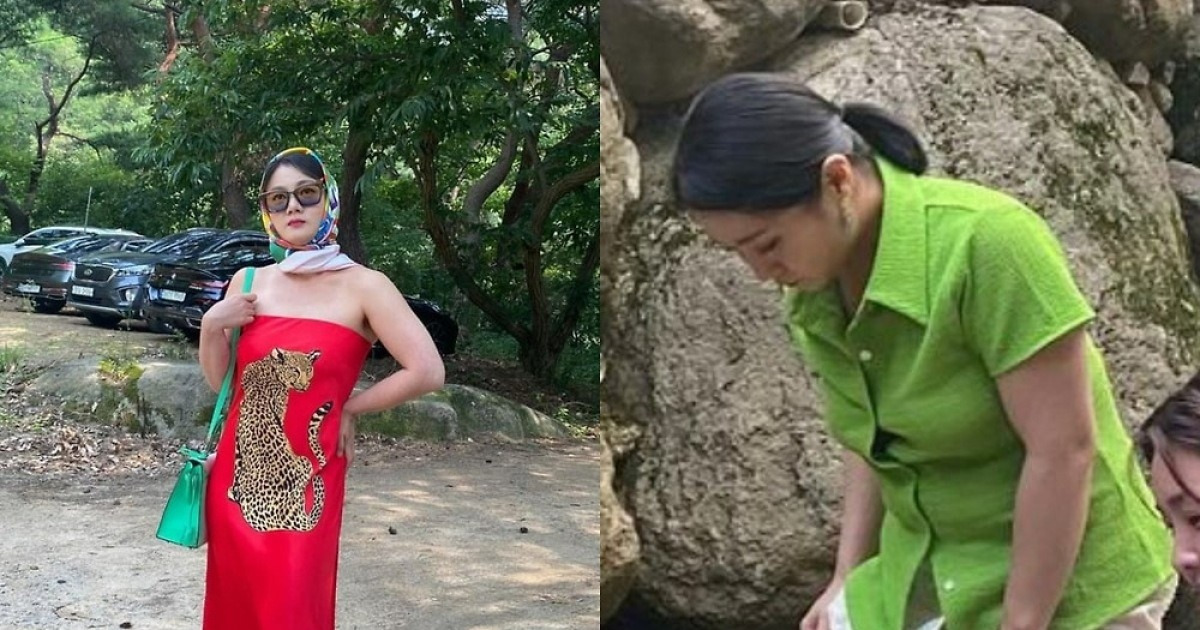 박나래, 49kg까지 감량했는데 도톰한 뱃살…어깨 노출로 휴양지룩 완성