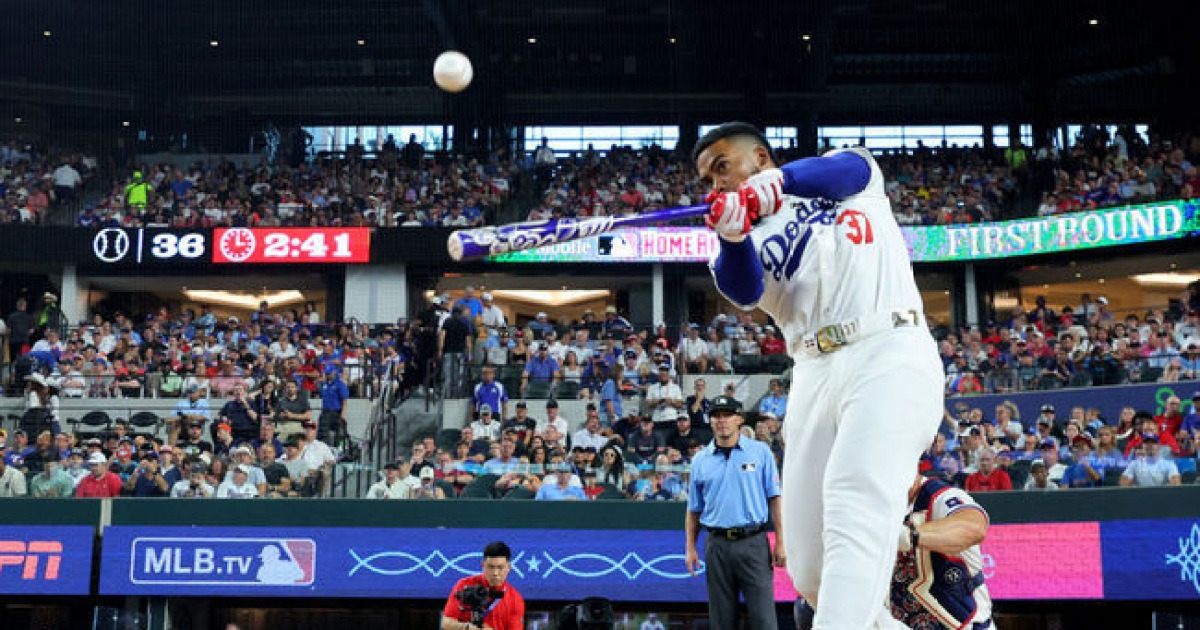 "가능하면 중앙으로…" 오타니 조언 덕분? 다저스 거포, 결승서 14개로 홈런더비 우승