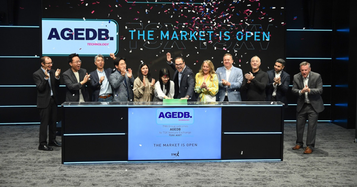 비트나인 계열사 'AGEDB' 캐나다 증시 상장 세리머니 진행