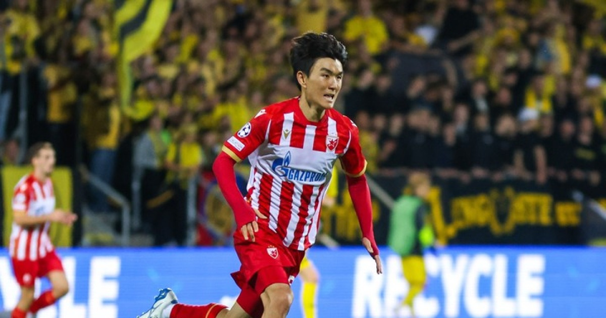 '황인범 도움-설영우 풀타임' 즈베즈다, UCL PO 1차전서 1-2 패...본선 진출 '빨간불'