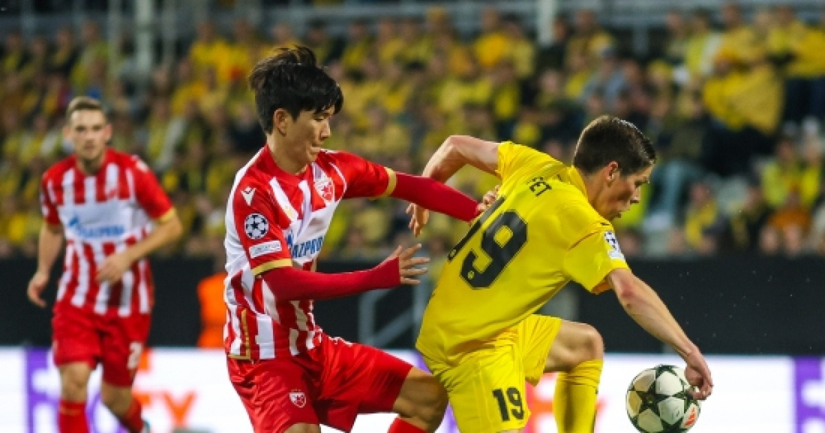 황인범 '환상 도움', 즈베즈다 UCL 진출 희망 살렸다…팀은 PO 1차전 원정 1-2 패