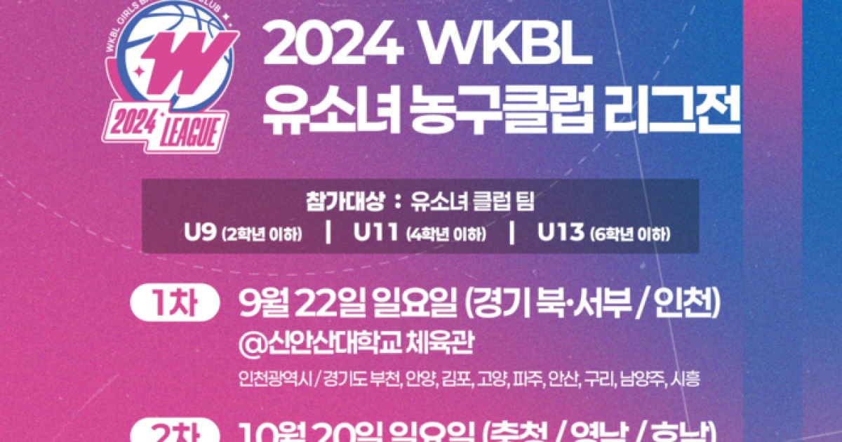 2024 WKBL 유소녀 농구클럽 리그전 참가팀 선착순 모집