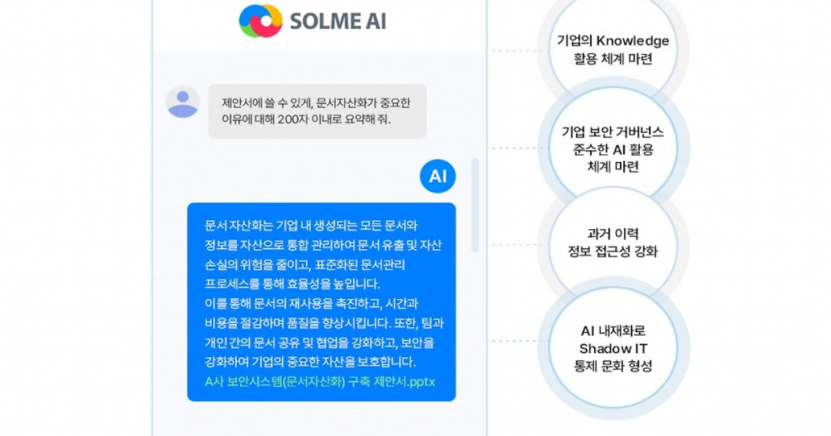 메타넷디엘, AI 기반 문서 중앙화 솔루션 'SOLME AI' 출시