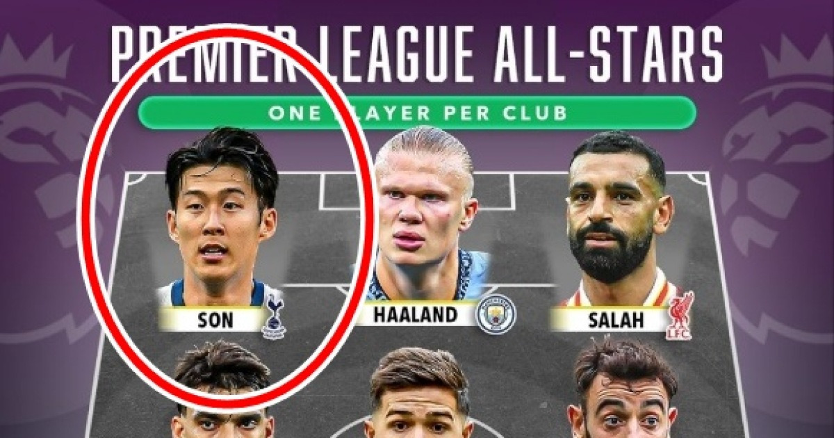 손흥민 EPL 베스트11 선정, 토트넘 대표 선수로 뽑혔다... 홀란·살라 미친 스리톱