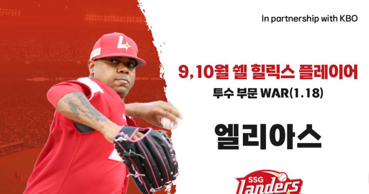 SSG 엘리아스·NC 데이비슨, KBO 9·10월 '쉘힐릭스플레이어' 선정