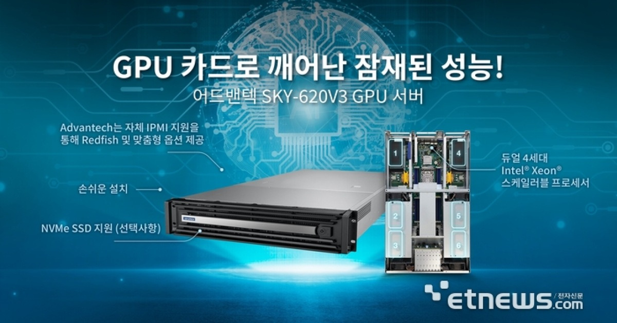어드밴텍, 엔비디아 L40S GPU 6개 탑재 2U 서버 'SKY-620V3' 출시
