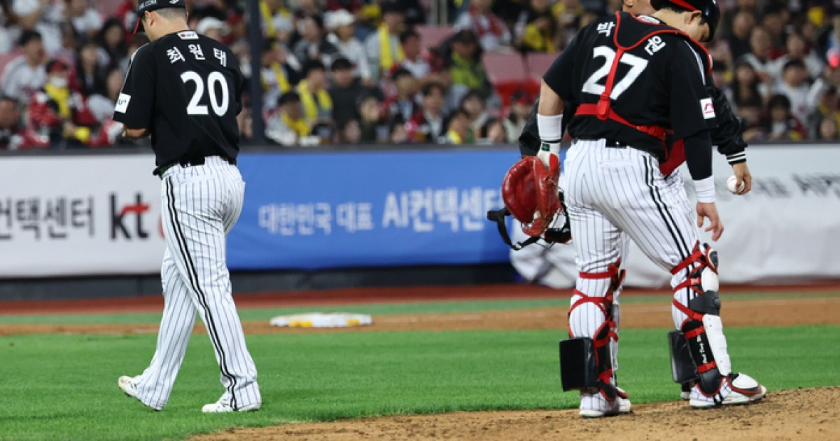 올해도 조기강판··· LG 최원태 2.2이닝 3실점, 3회도 못채웠다[준PO3]