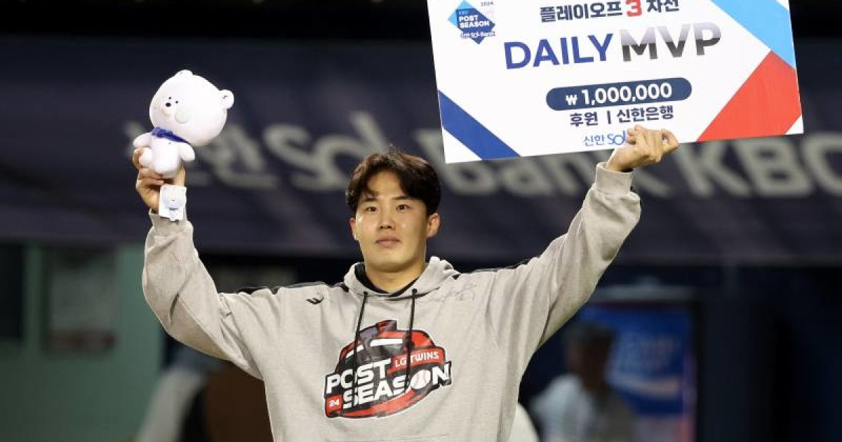 [포토]벼랑 끝 팀 구한 임찬규, PO3차전 MVP