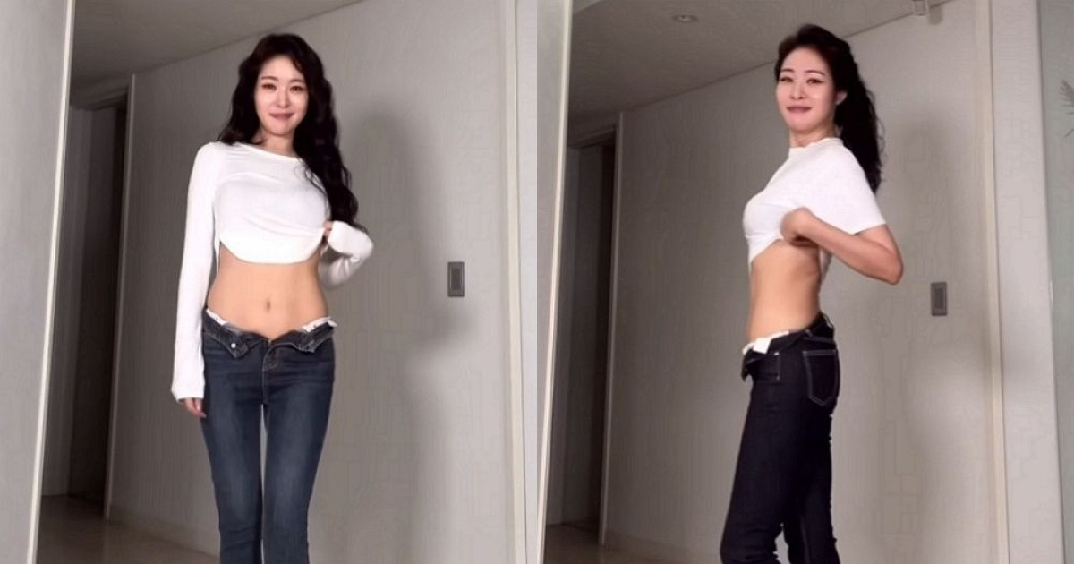 '170cm·49kg' 미자, 35kg 감량 보람 있네... 흰티+청바지 찰떡 소화