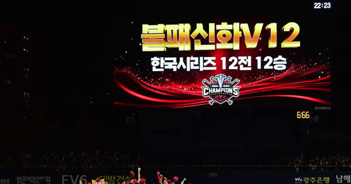 통합우승 달성한 KIA ‘V12 달성’ [MK포토]