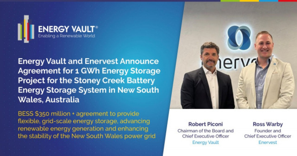Energy Vault and Enervest Announce Agreement for 1.0 GWh Energy Storage ...