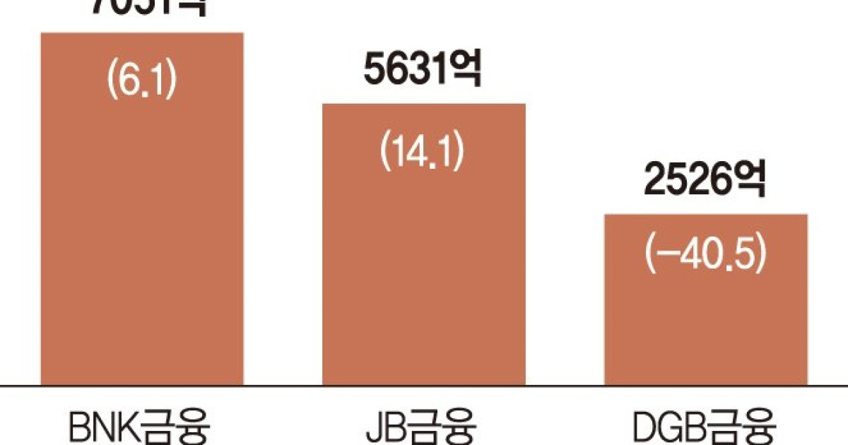 JB·BNK 웃는데, DGB 나홀로 '뒷걸음질'
