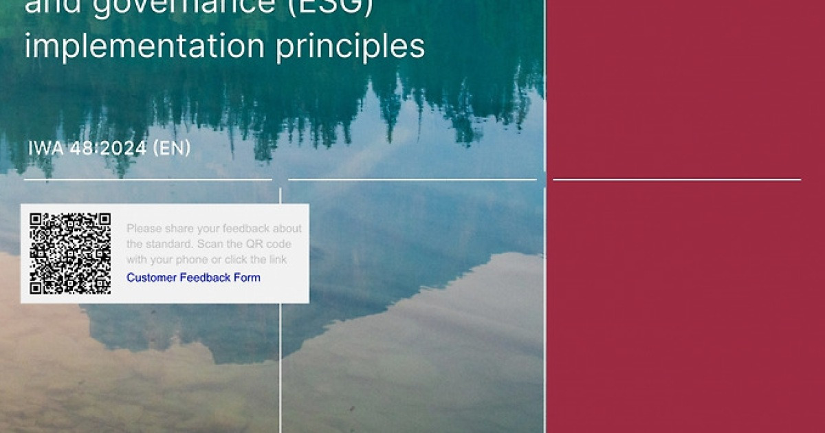 ISO, ESG 원칙 'IWA 48' 발표…중소기업 등 체계적 접근 지원