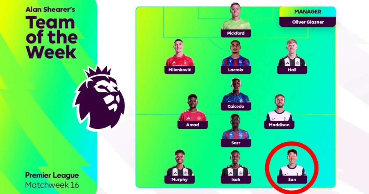 "손흥민 돌아왔다"…SON, EPL 공식 16R '이주의 팀' 뽑혀→시즌 첫 선정 [오피셜]