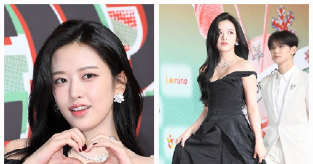 안유진, 드레스 찢었다가 쇄골라인 불났다… 173cm 숨멎 여신 강림